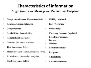 Characteristics of information | PDF