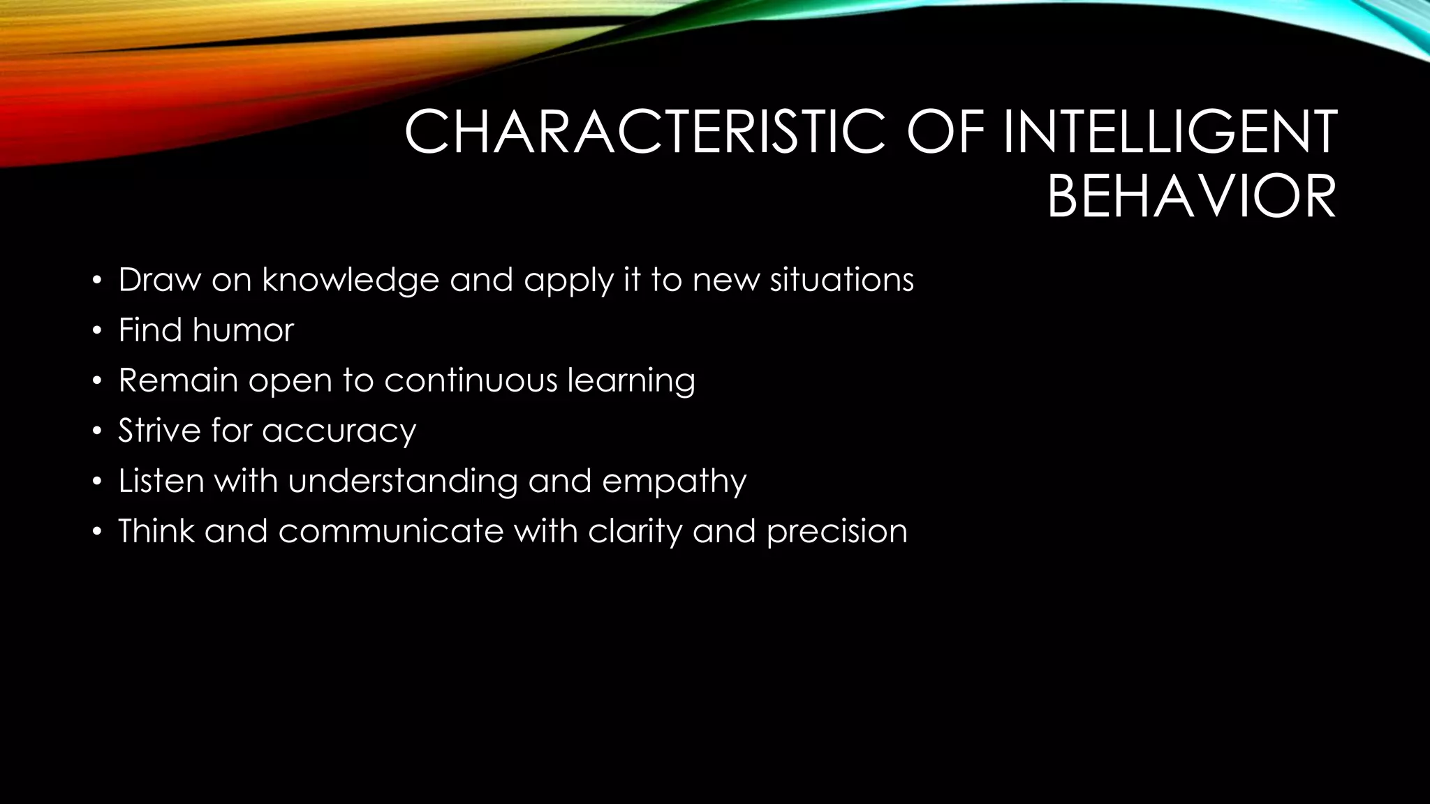 Characteristics of intelligent behavior | PPT