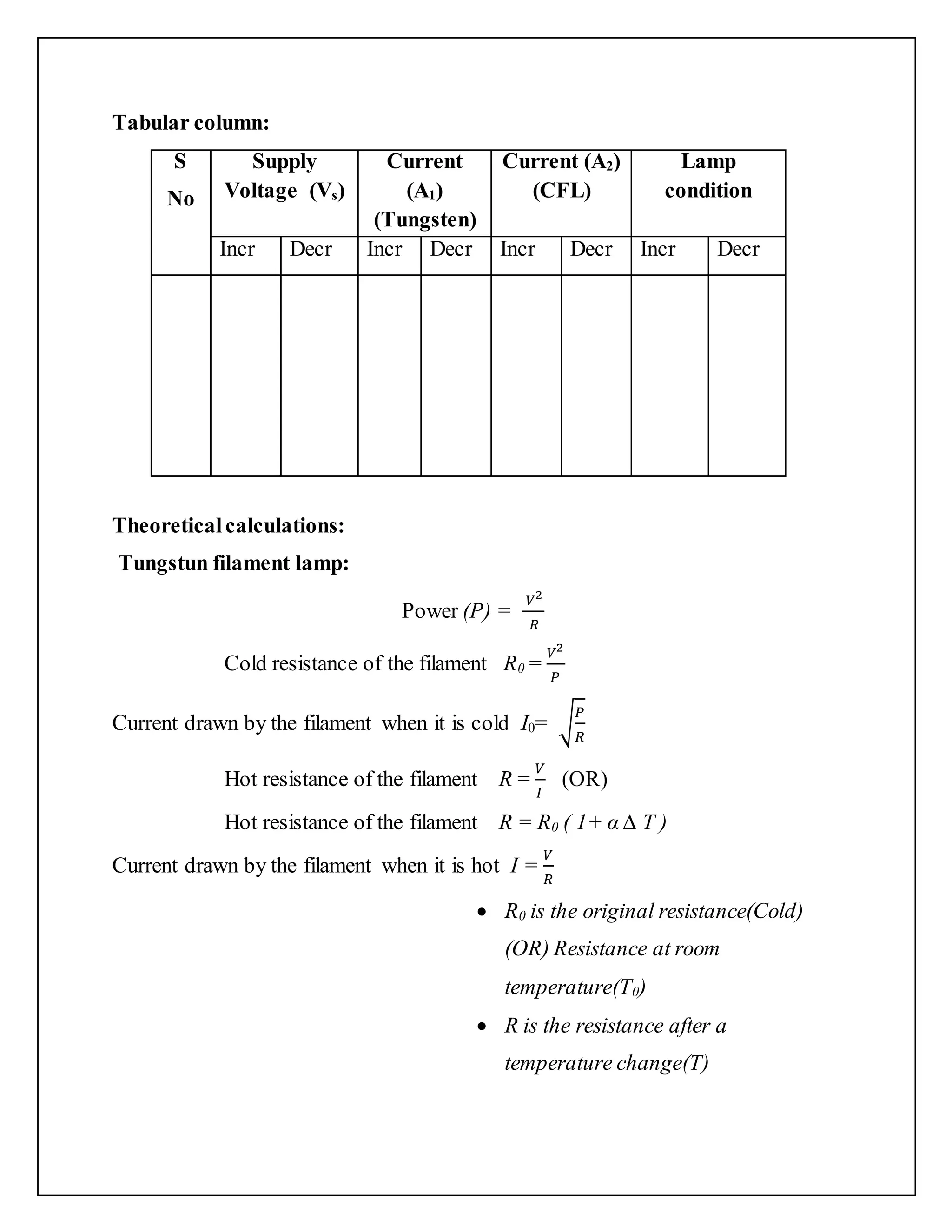 Characteristics of lamps (1) | DOCX