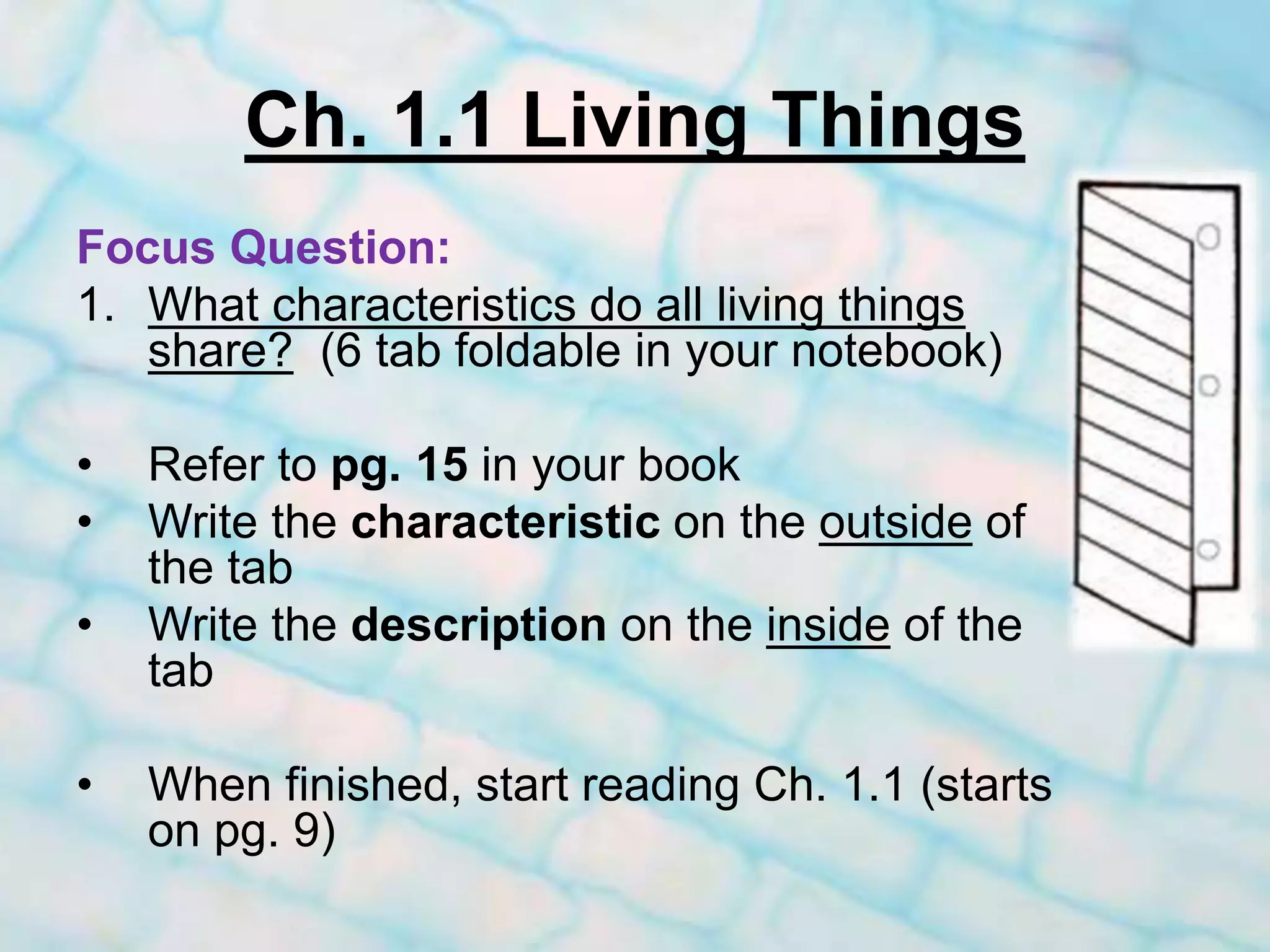 Characteristics of life notes | PPT
