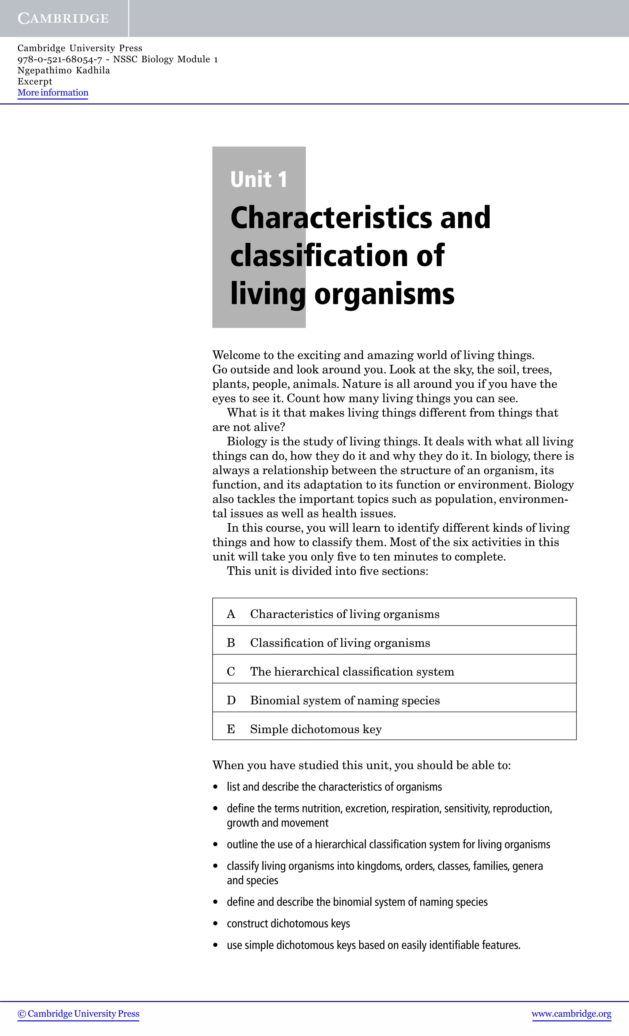 Characteristics of living organisms | PDF