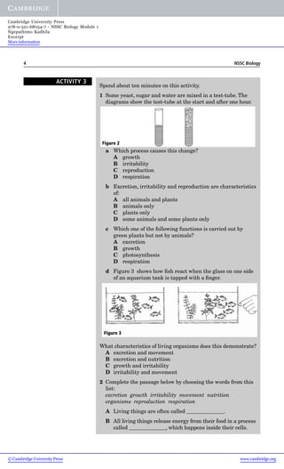 Characteristics of living organisms | PDF
