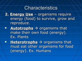 Characteristics of Living Organisms | PPT