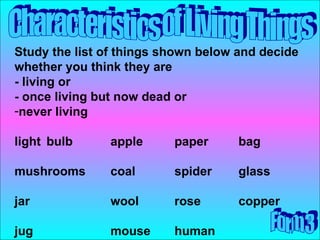 Characteristics of living things | PPT