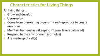 Characteristics of living things | PPTX