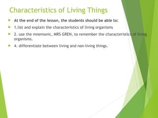 Characteristics of Living things [Autosaved].ppt | Reproductive Health ...