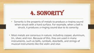 CHARACTERISTICS OF METALS from the unit metals.pptx