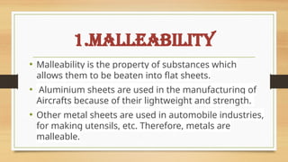 CHARACTERISTICS OF METALS from the unit metals.pptx