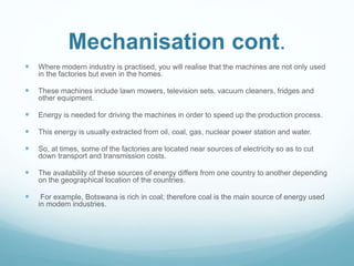 Characteristics of modern industries | PPTX