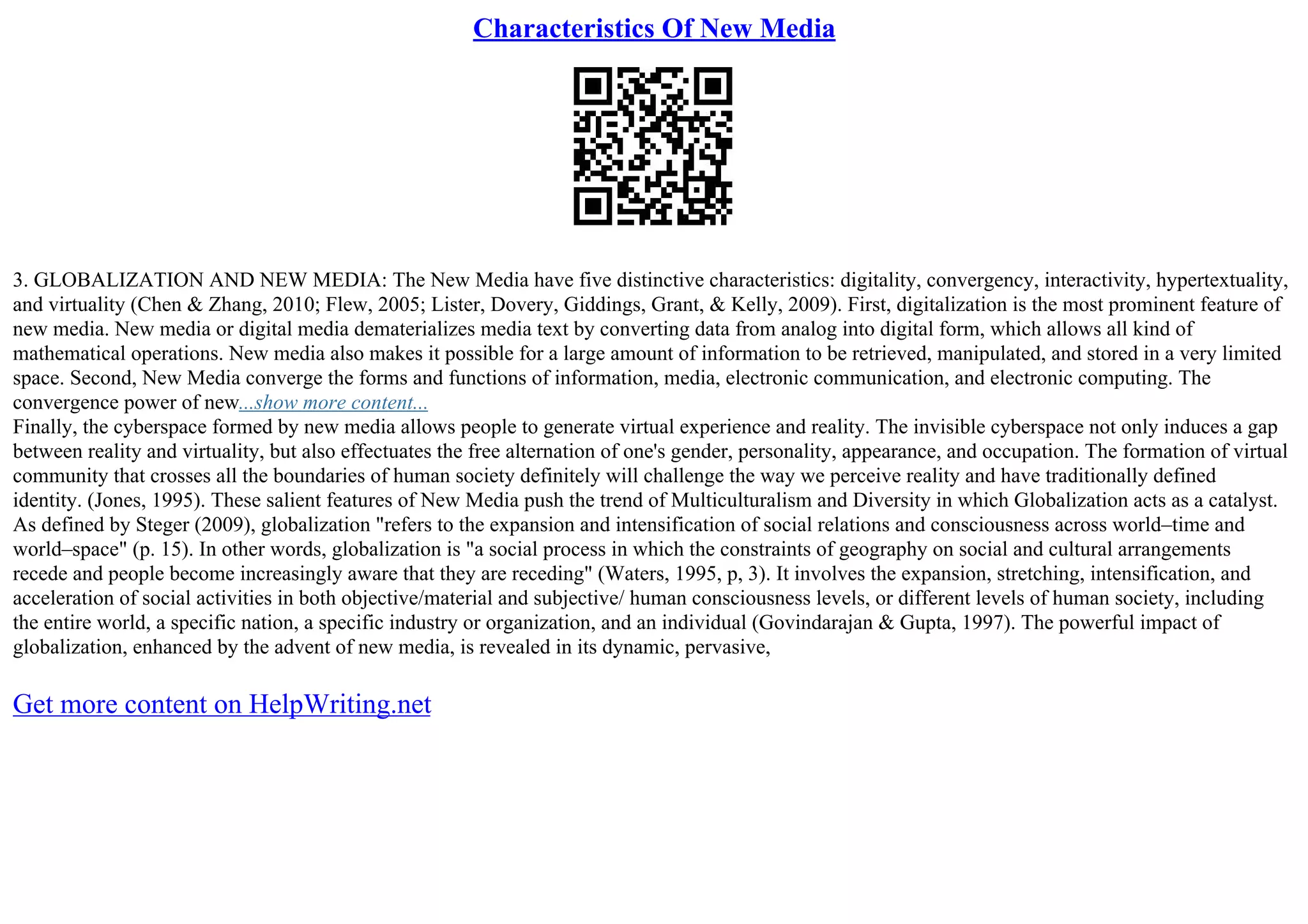 Characteristics Of New Media | PDF