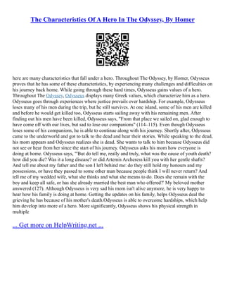 Characteristics Of Odysseus A Hero | PDF