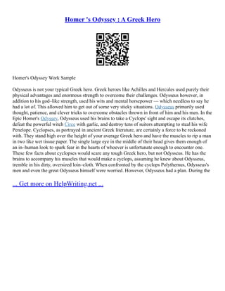 Characteristics Of Odysseus A Hero | PDF