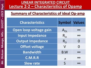 Characteristics of Operational Amplifiers | PDF
