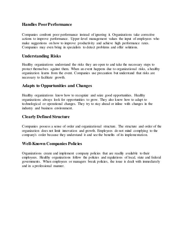 Characteristics of organization