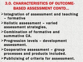 Characteristics of outcomes based assessment | PPT