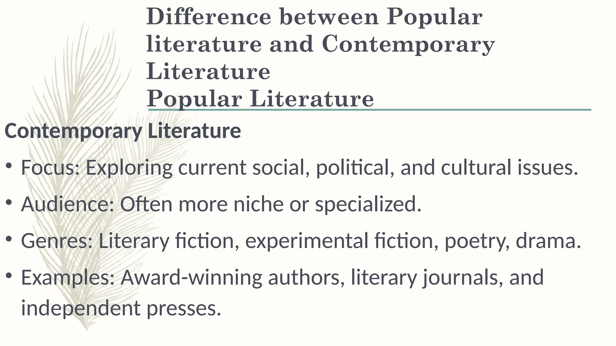 The Characteristics of Popular Literature | PPTX