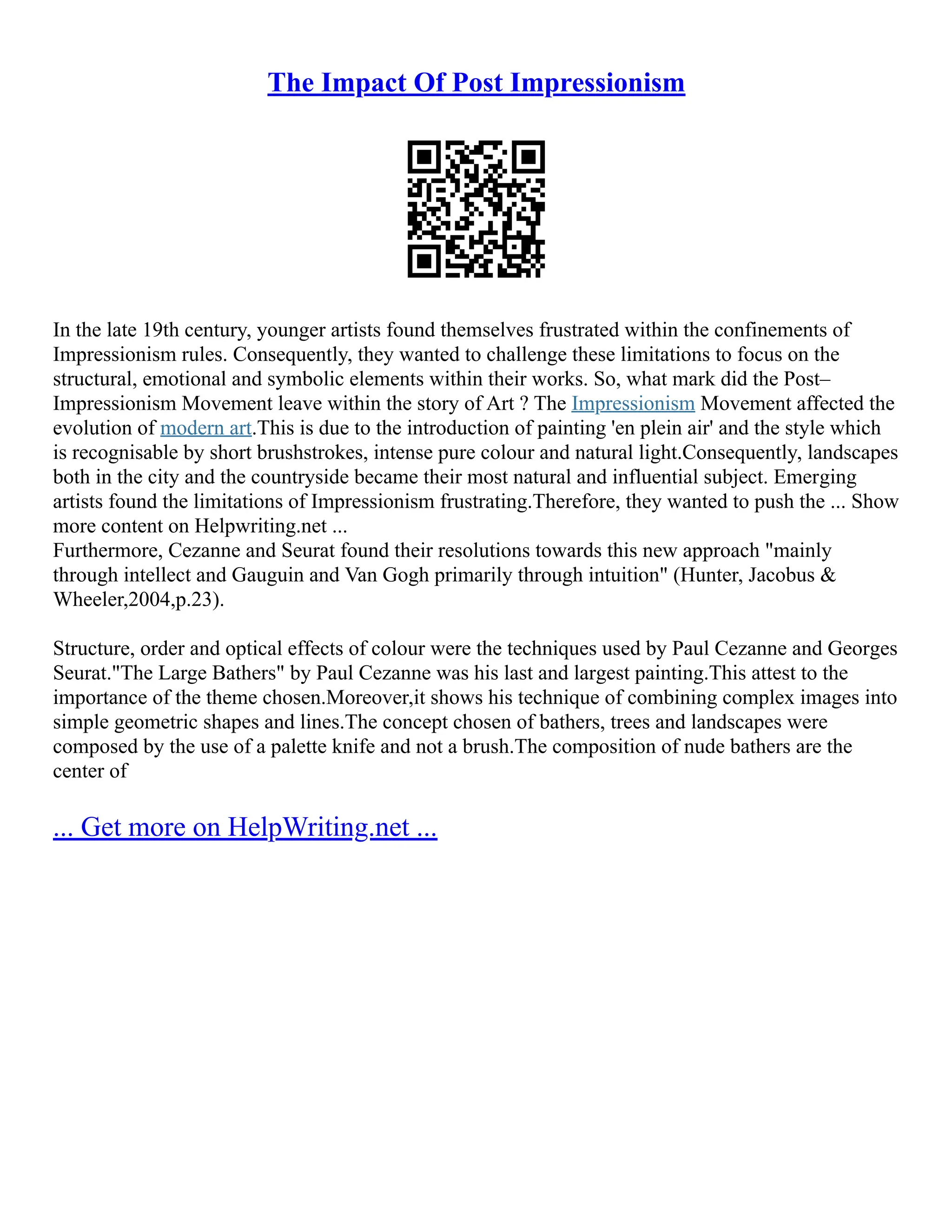 Characteristics Of Post Impressionism | PDF