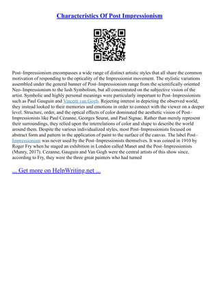 Characteristics Of Post Impressionism | PDF