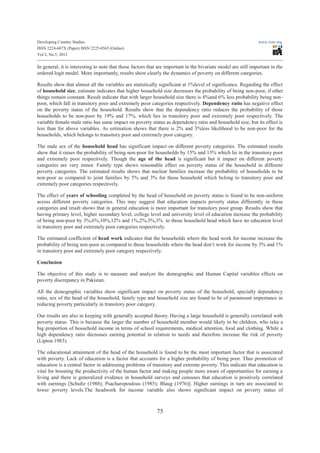 Characteristics of poverty in pakistan | PDF