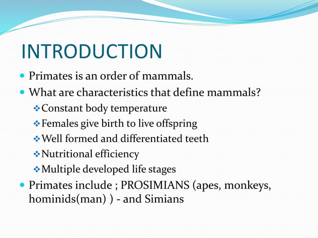 Characteristics of primates | PPTX