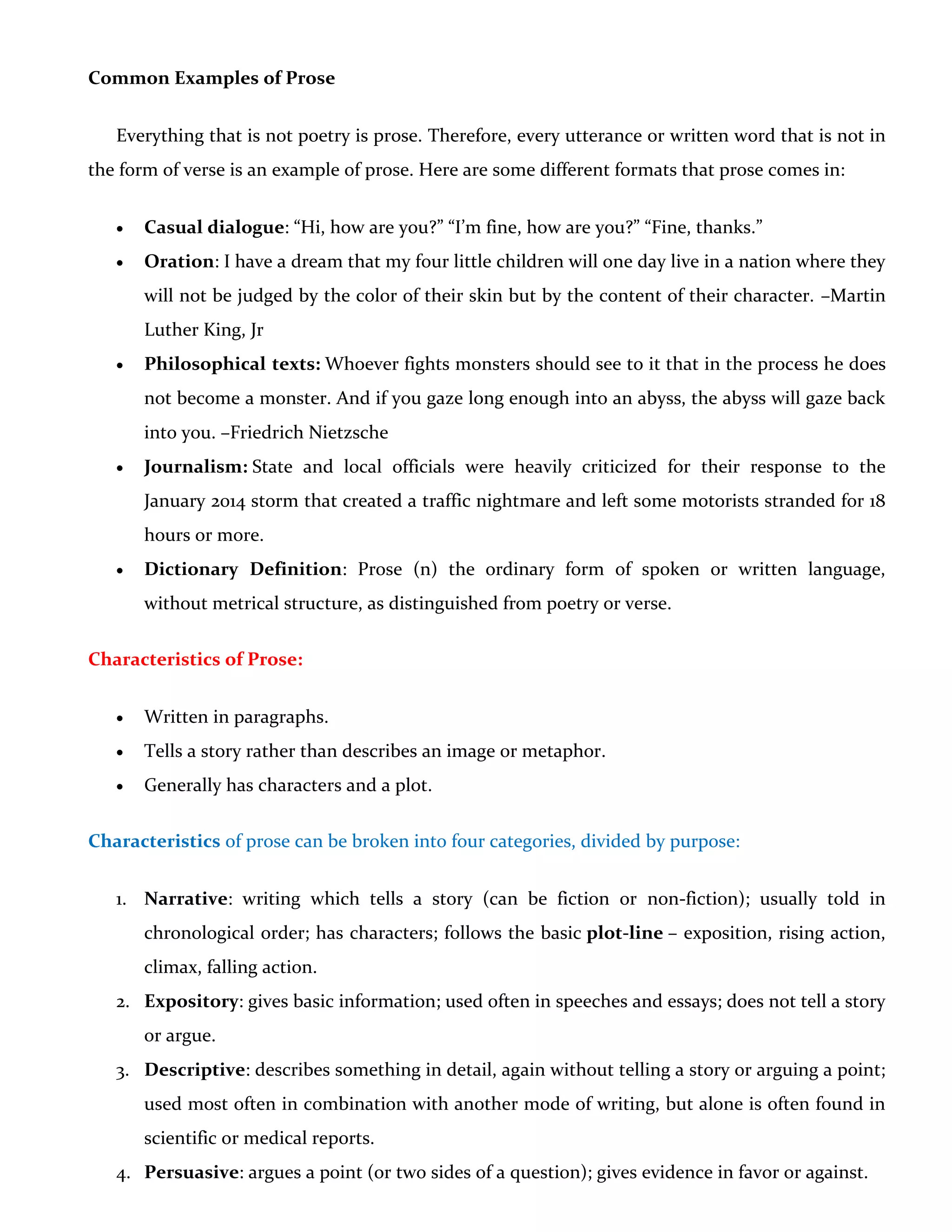 Characteristics of prose | PDF