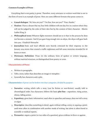 Characteristics of prose | PDF