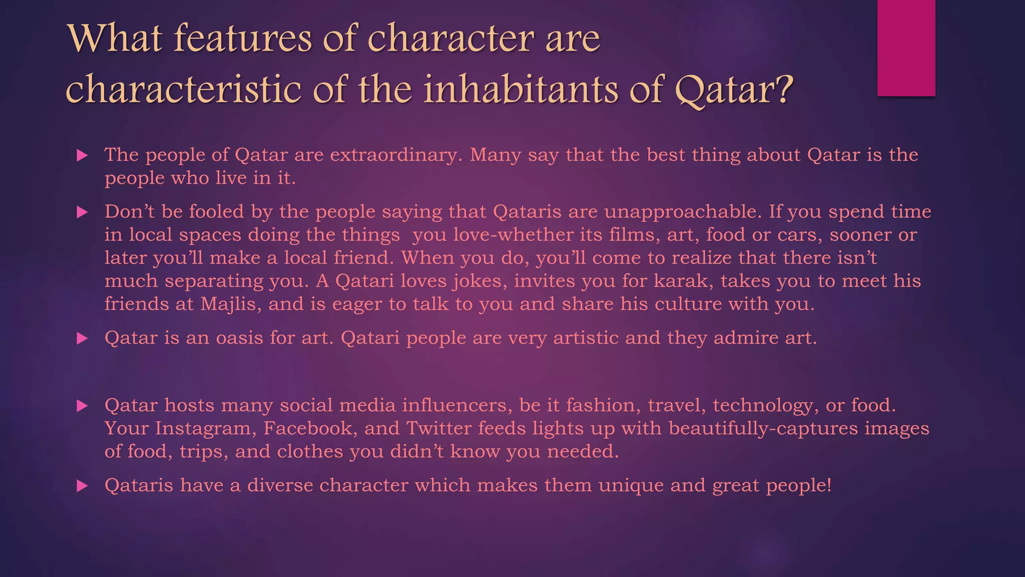 Characteristics of qatari people | PPTX