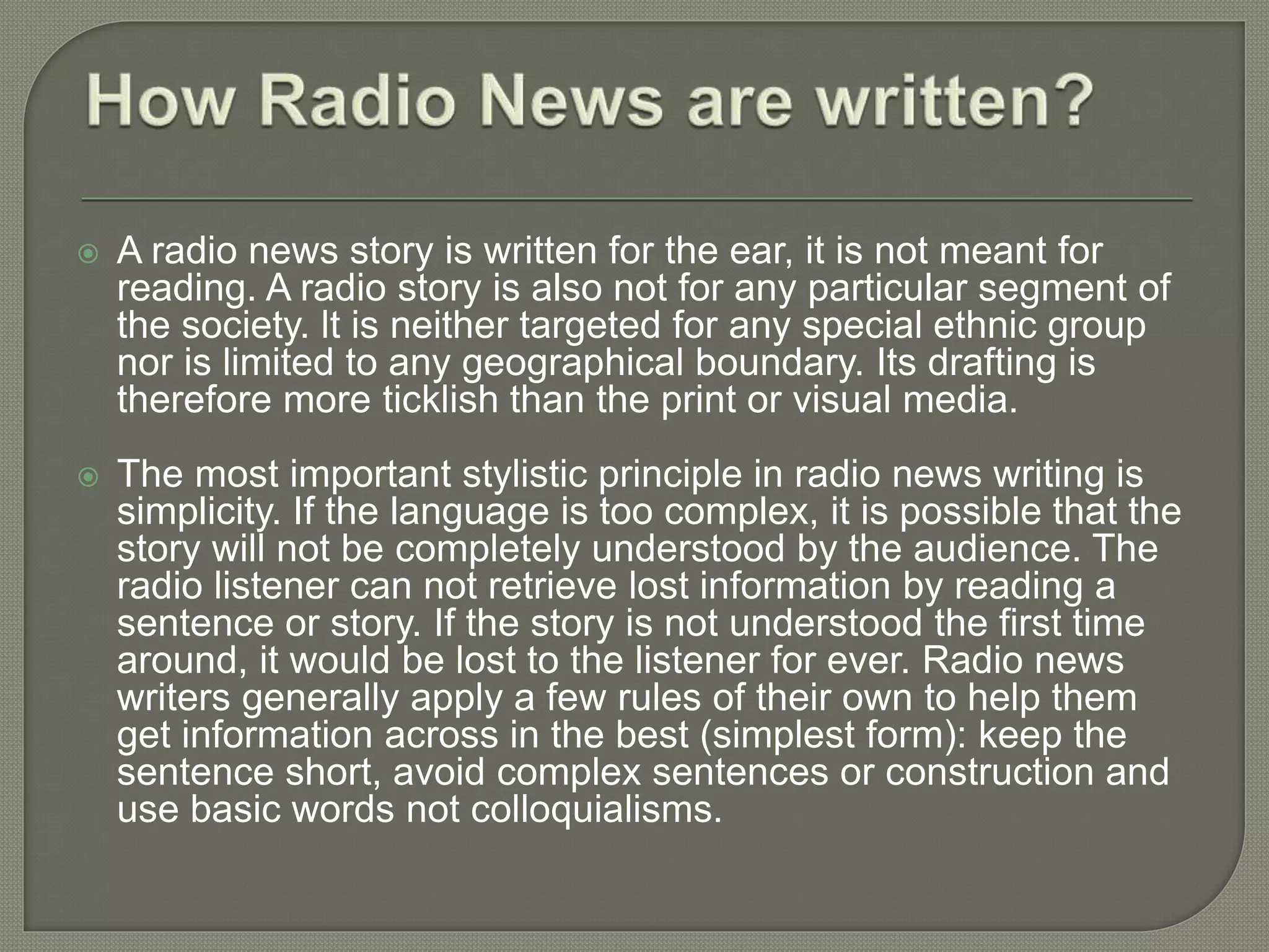 Characteristics of radio news show | PPSX