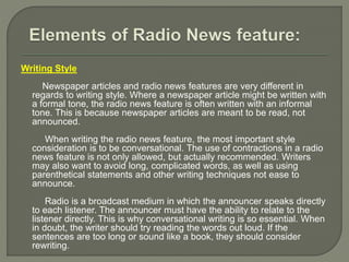 Characteristics of radio news show | PPSX