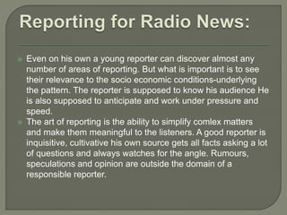 Characteristics of radio news show | PPSX