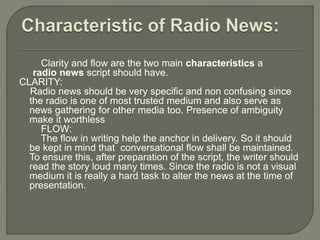 Characteristics of radio news show | PPSX