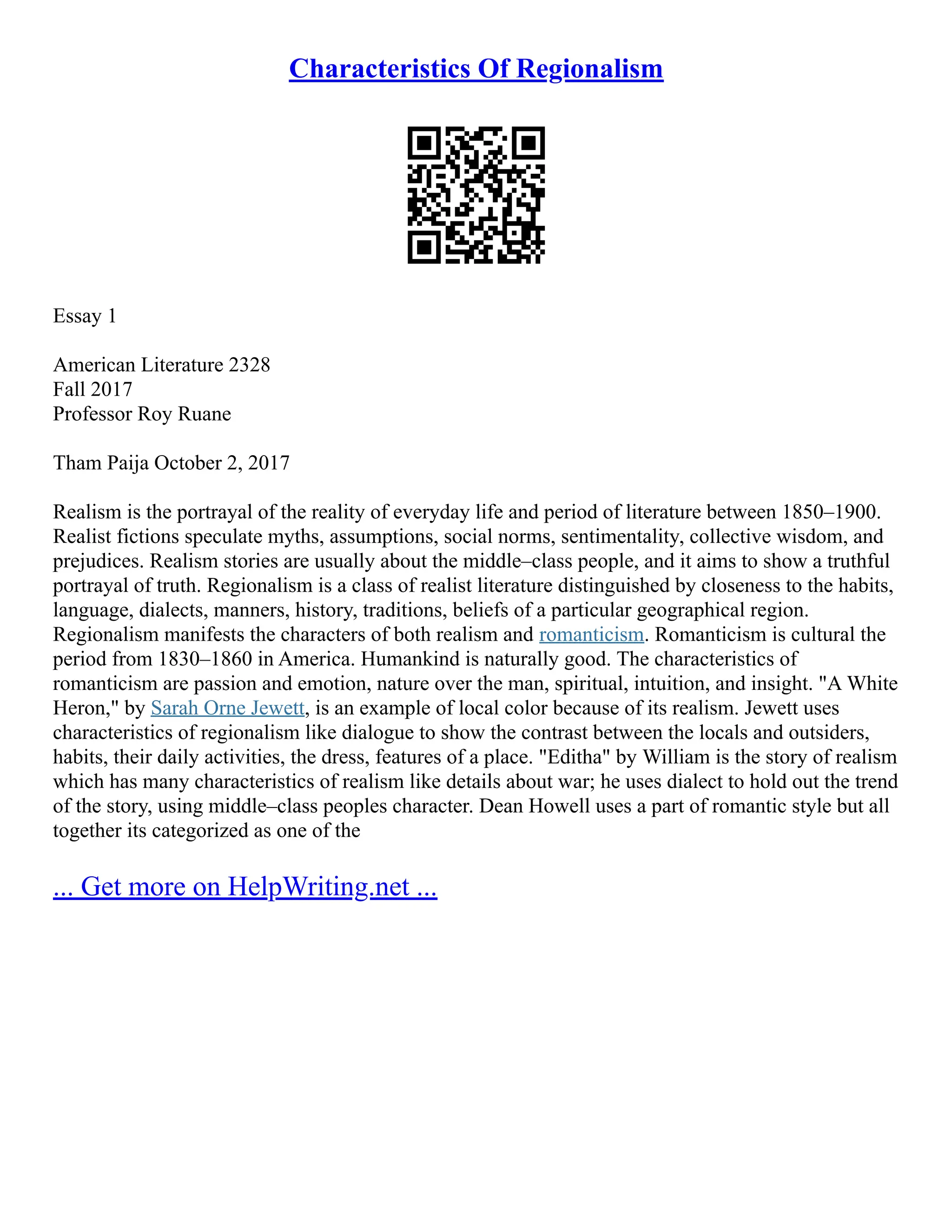 Characteristics Of Regionalism | PDF