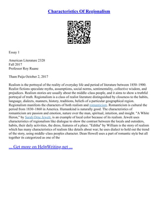 Characteristics Of Regionalism | PDF