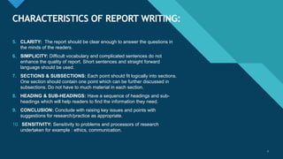 Characteristics of report writing | PPTX