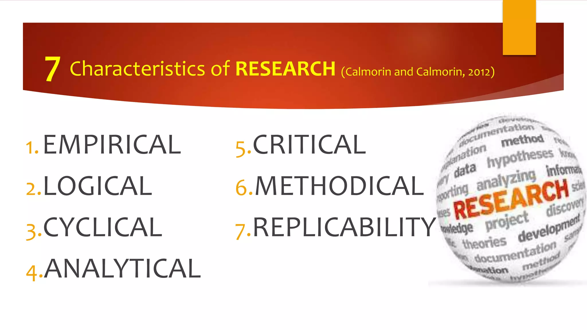 Characteristics of Research | PPTX
