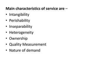 Characteristics of services | PPTX