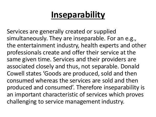 Characteristics of services