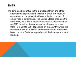 Characteristics of SMEs | PPTX
