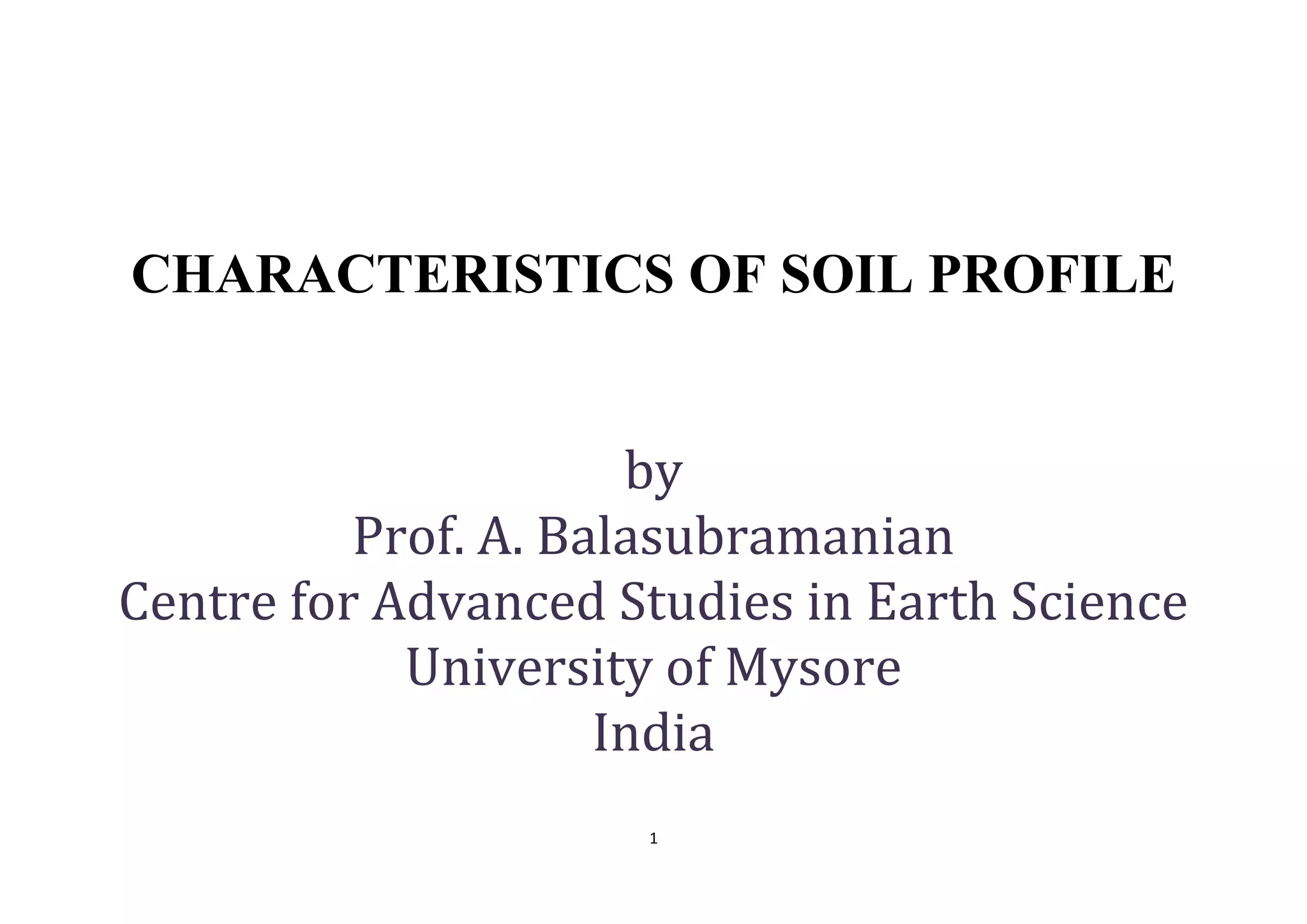 Characteristics of soil profile | PDF