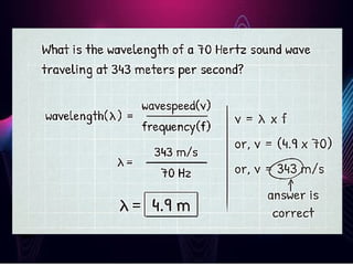 characteristics of sound wave: Frequency, amplitude, velocity ...