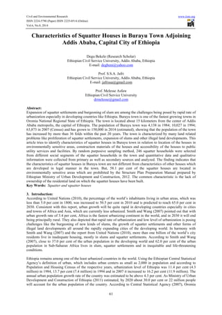 Characteristics of squatter houses in burayu town adjoining | PDF