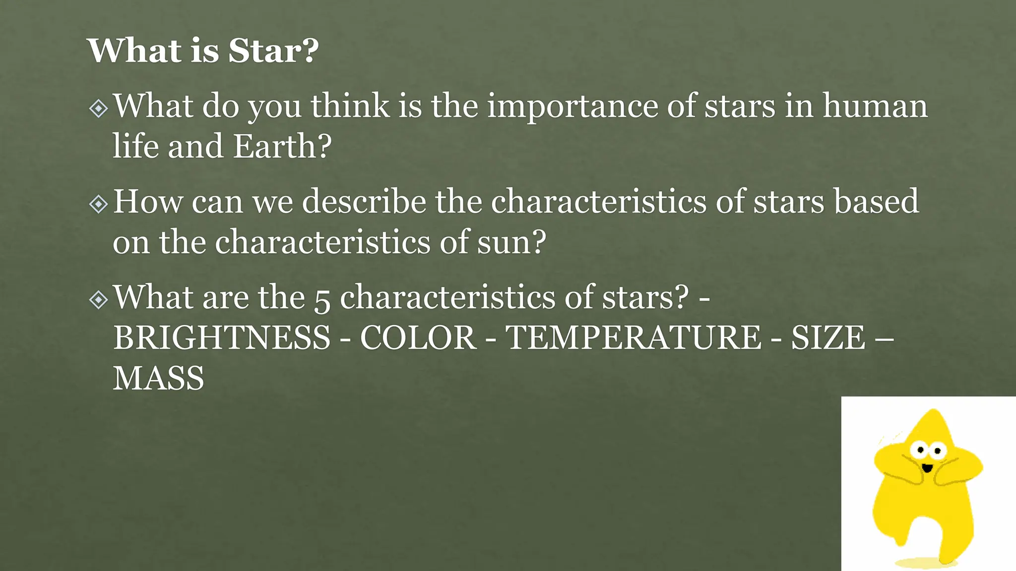 CHARACTERISTICS OF STARS, grade 9 3rd quarter.pptx | Space and ...