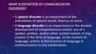 Characteristics of student with communication disorders | PPTX