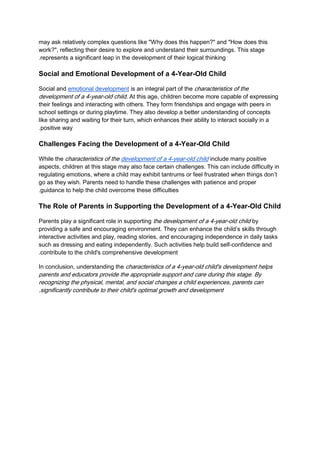 Characteristics of the Development of a 4-Year-Old Child_ A ...