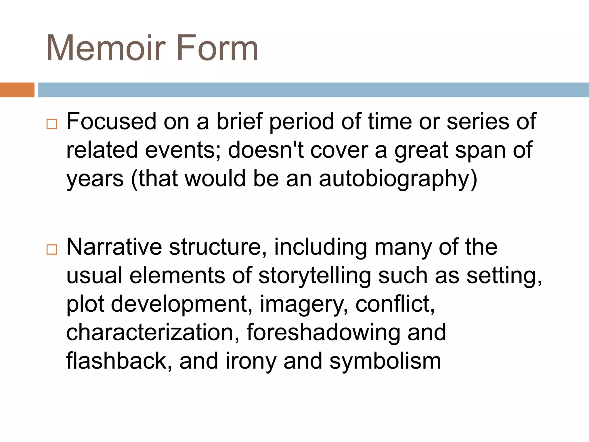 Characteristics of the Memoir | PPTX