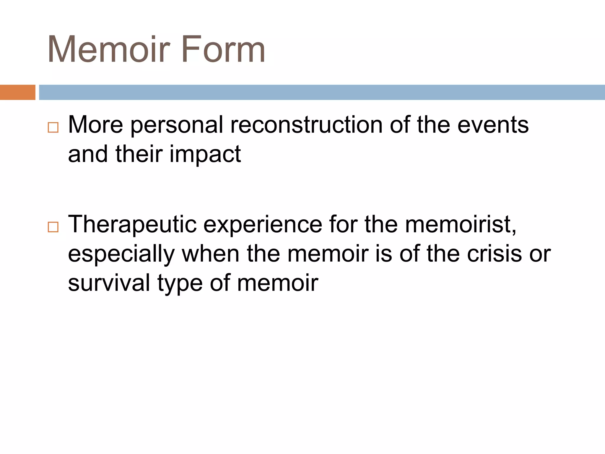 Characteristics of the Memoir | PPTX