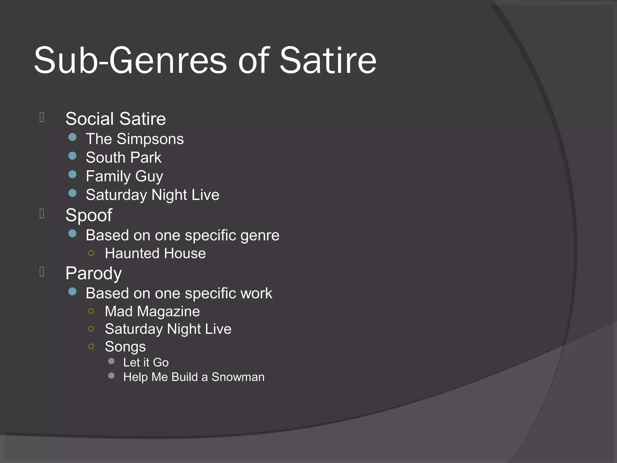 Characteristics of the satire genre | PPT