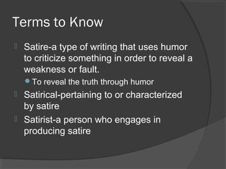 Characteristics of the satire genre | PPT