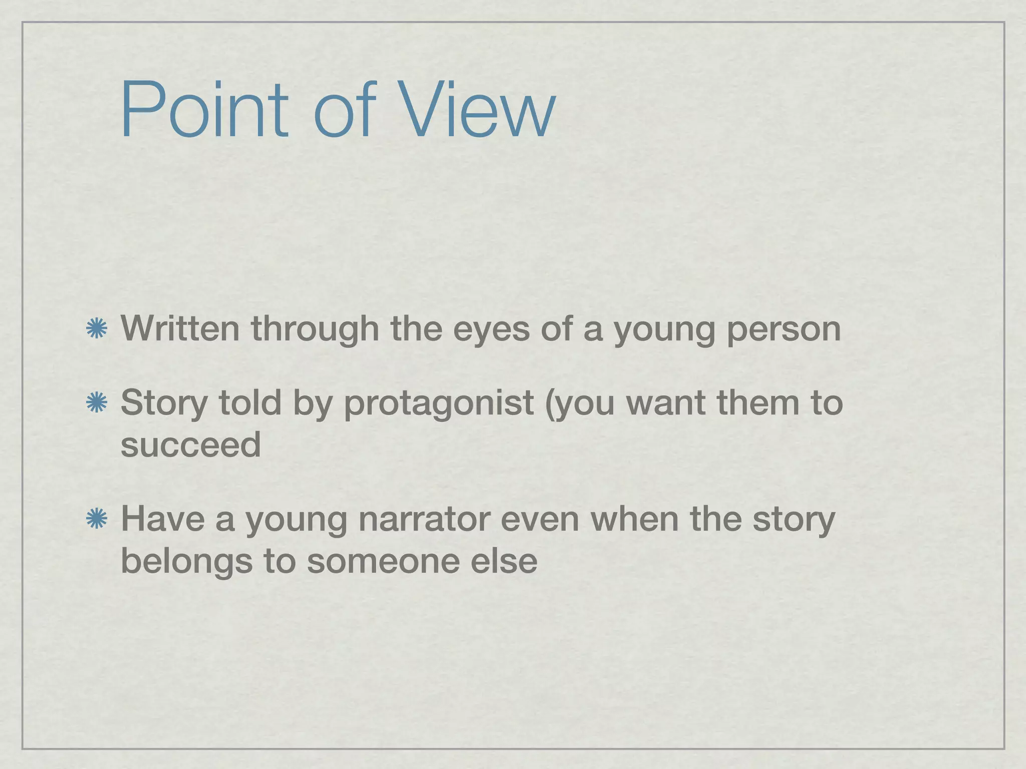 Characteristics of young adult lit. | KEY