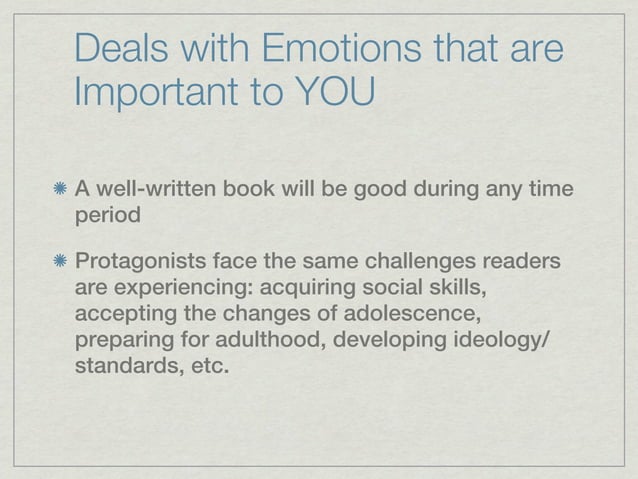 Characteristics of young adult lit. | KEY | Young Adult | Genres